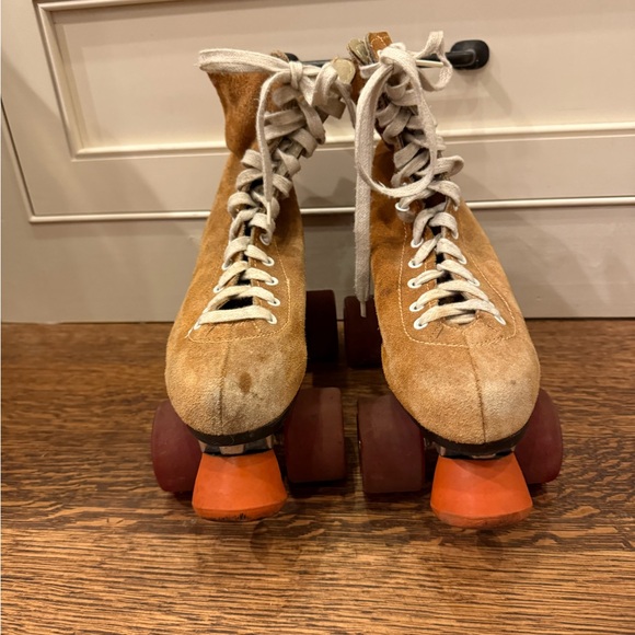 Source Unknown | Shoes | Vintage Antique Brown Suede Tan Womens Roller ...